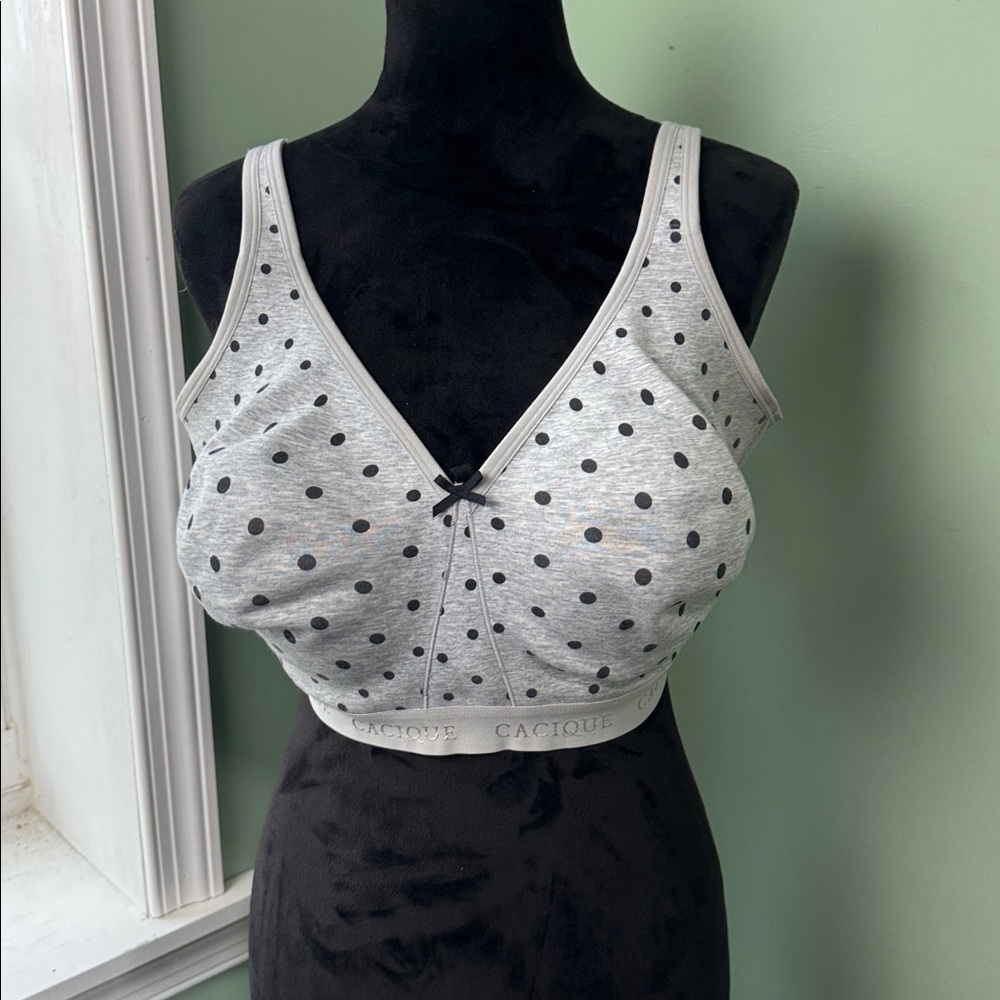 Cacique Black And Gray Polkadot Bra 40g - Gem